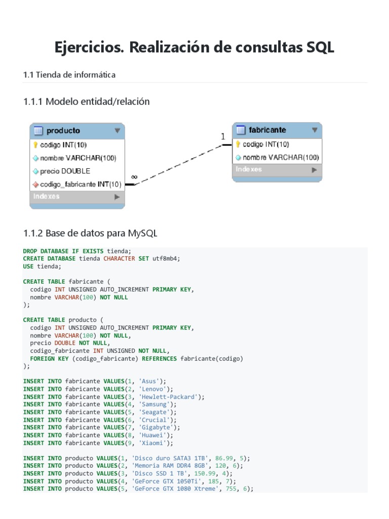 Ejercicios MYSQL | PDF | SQL | Datos de computadora