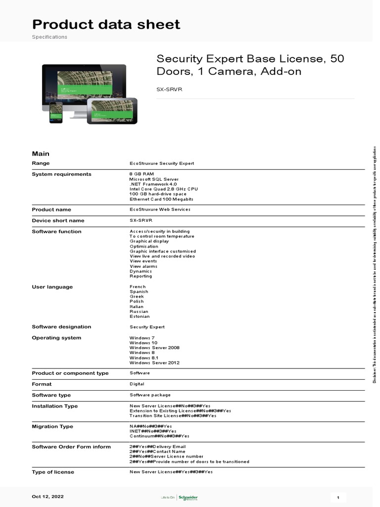 EcoStruxure™ Security Expert - SX-SRVR | PDF | Microsoft Windows | Software