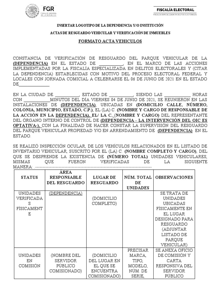 Actas de Resguardo y Verificación 2021 | PDF