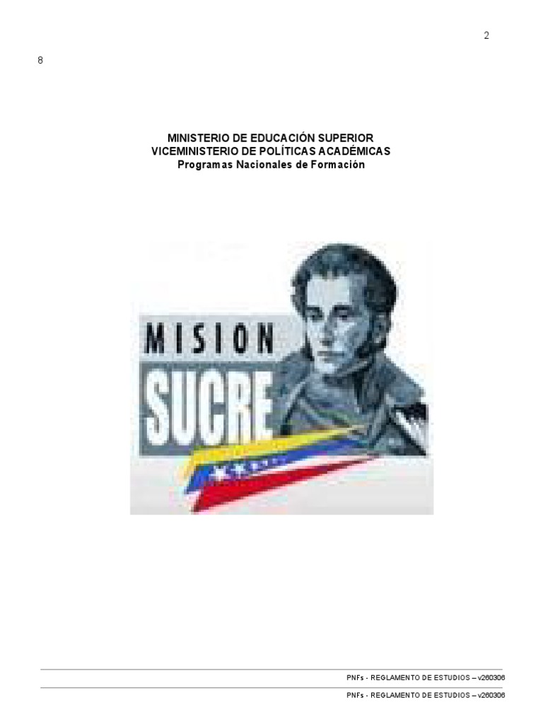 Reglamento de PNFs - Misión Sucre | PDF | Educación más alta | Evaluación