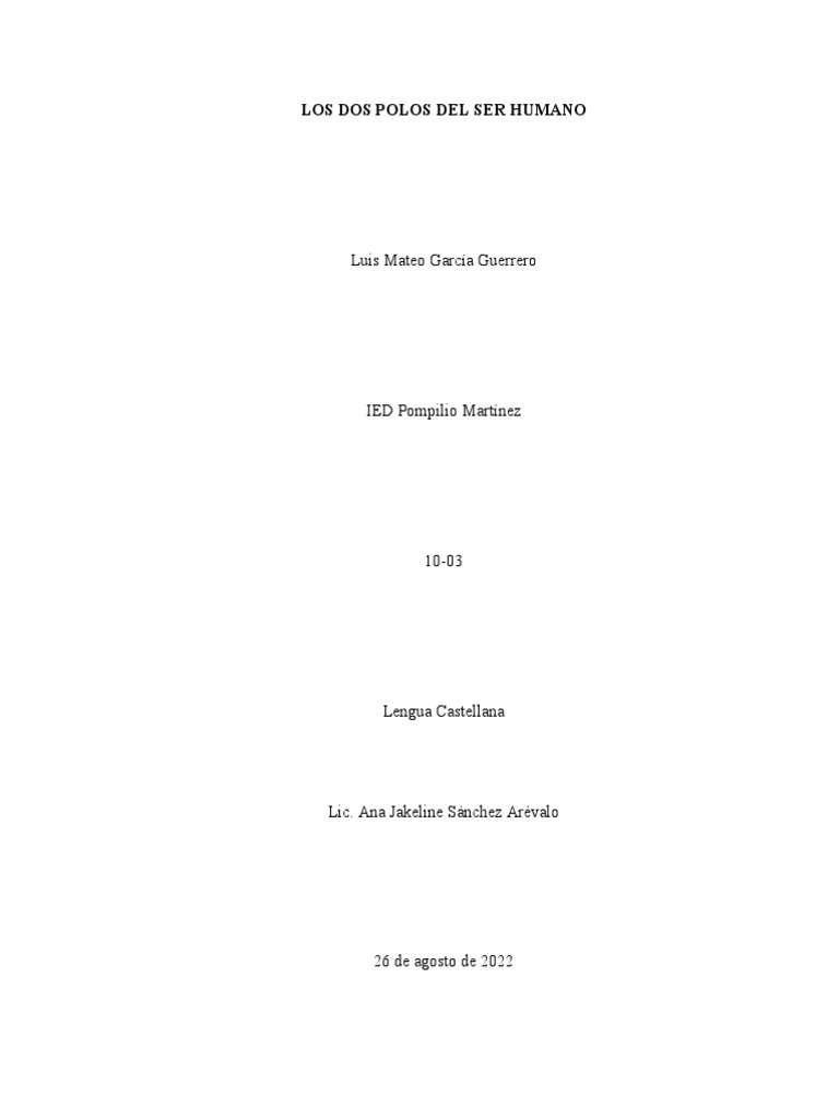 Los Dos Polos Del Ser Humano | PDF | Pensamiento | Mal