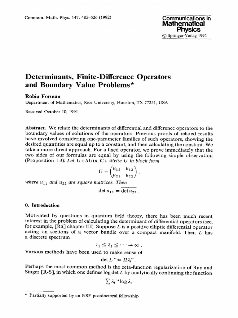 Determinants, Finite-Difference Operators and Boundary Value Problems | PDF | Determinant ...