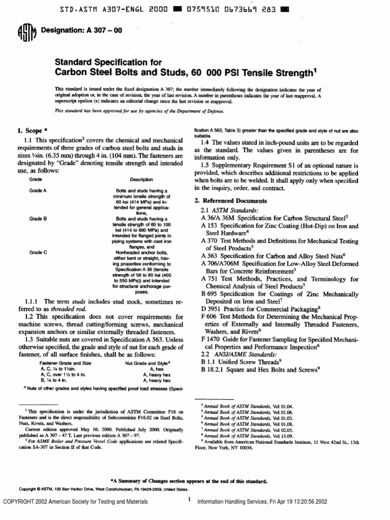 Astm A307 | PDF