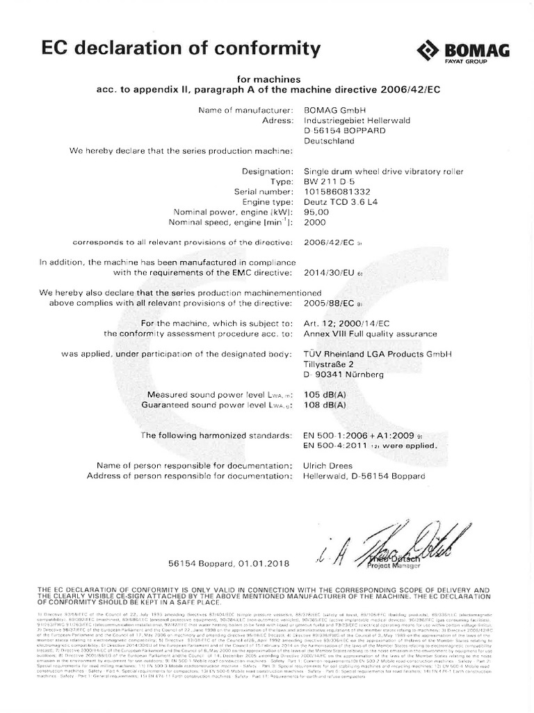 EC Declaration Bomag | PDF