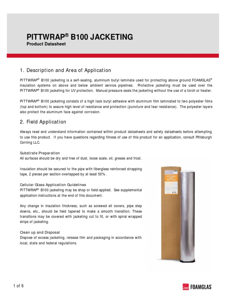 PDS-PITTWRAP B100 Jacket-En | PDF | Lamination | Pipe (Fluid Conveyance)