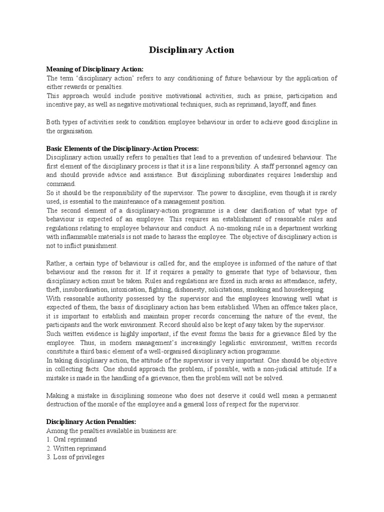 Disciplinary Action | PDF | Disciplines | Employment
