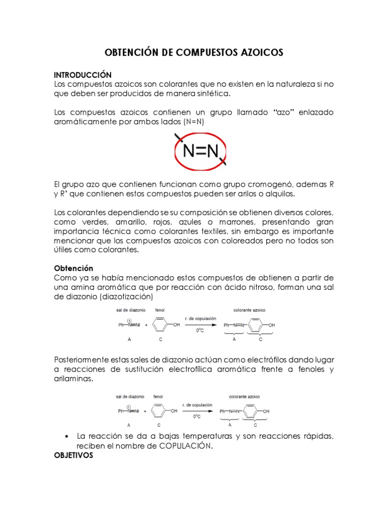 Síntesis de Colorantes Azoicos | PDF | Ácido clorhídrico | Hidróxido de ...