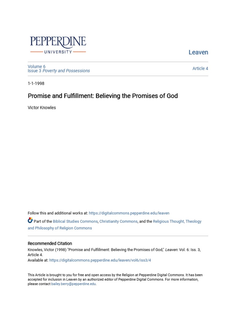 Promise and Fulfillment - Believing The Promises of God | Download Free ...