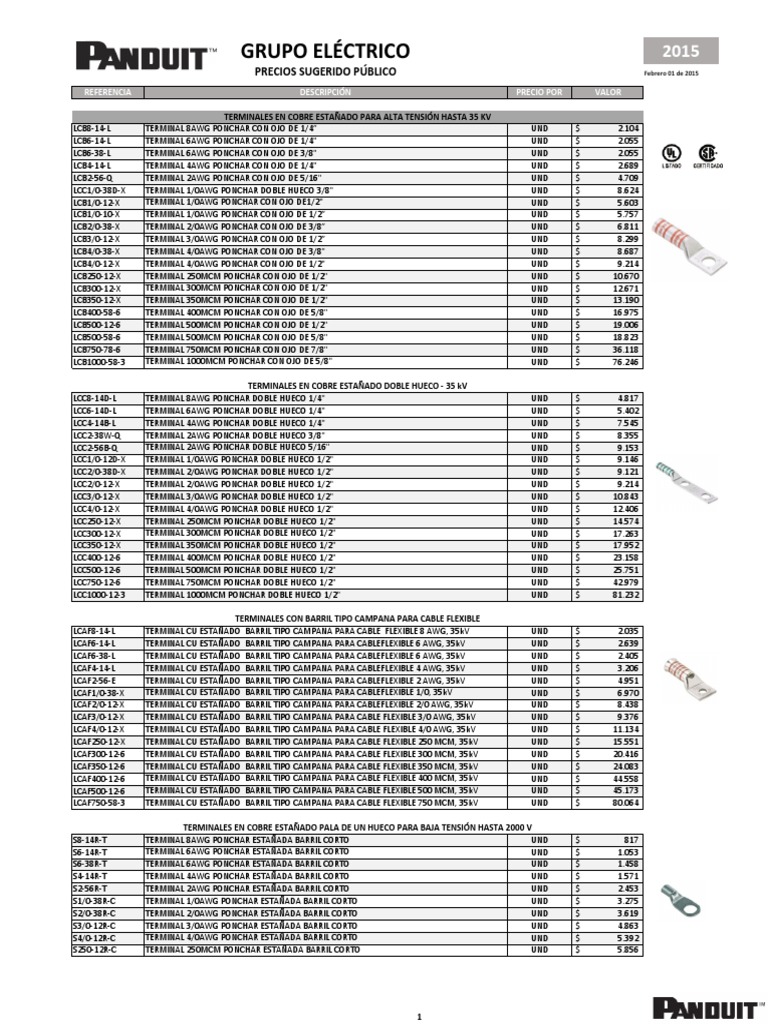 Lista de Precios PANDUIT 2012 | PDF | Naturaleza | Electricidad