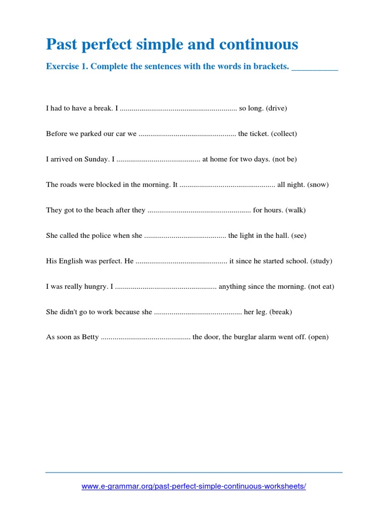 Past Perfect Simple and Continuous Exercises | PDF