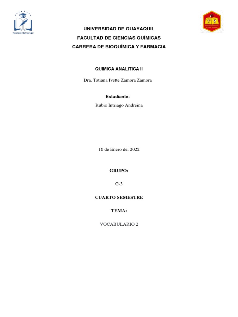 Vocabulario Unidad 2 | PDF | Química | Valoración