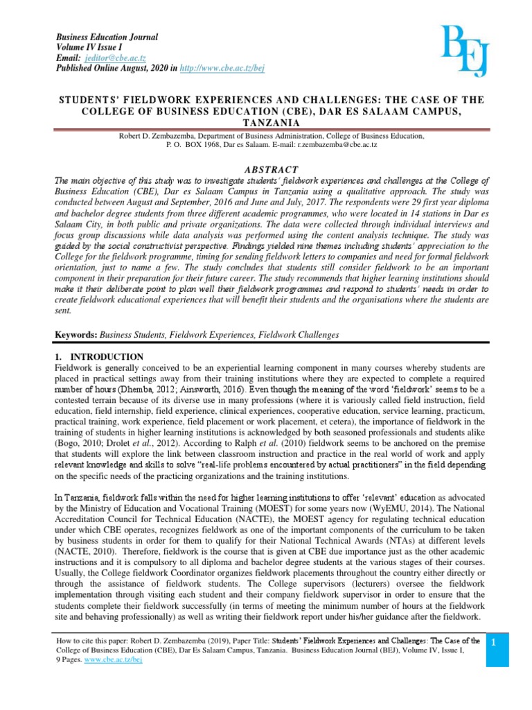 Students' Fieldwork Experiences and Challenges | PDF | Field Research ...