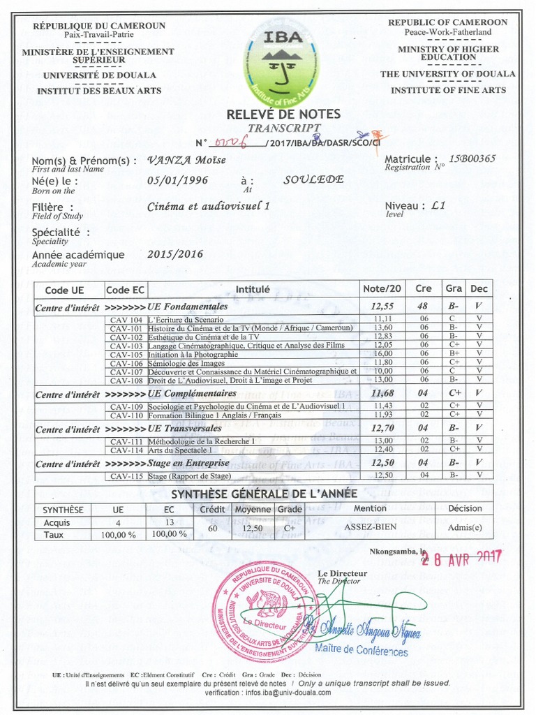 Documents D’inscription/ Attestations/Relevés De Notes – RKIF