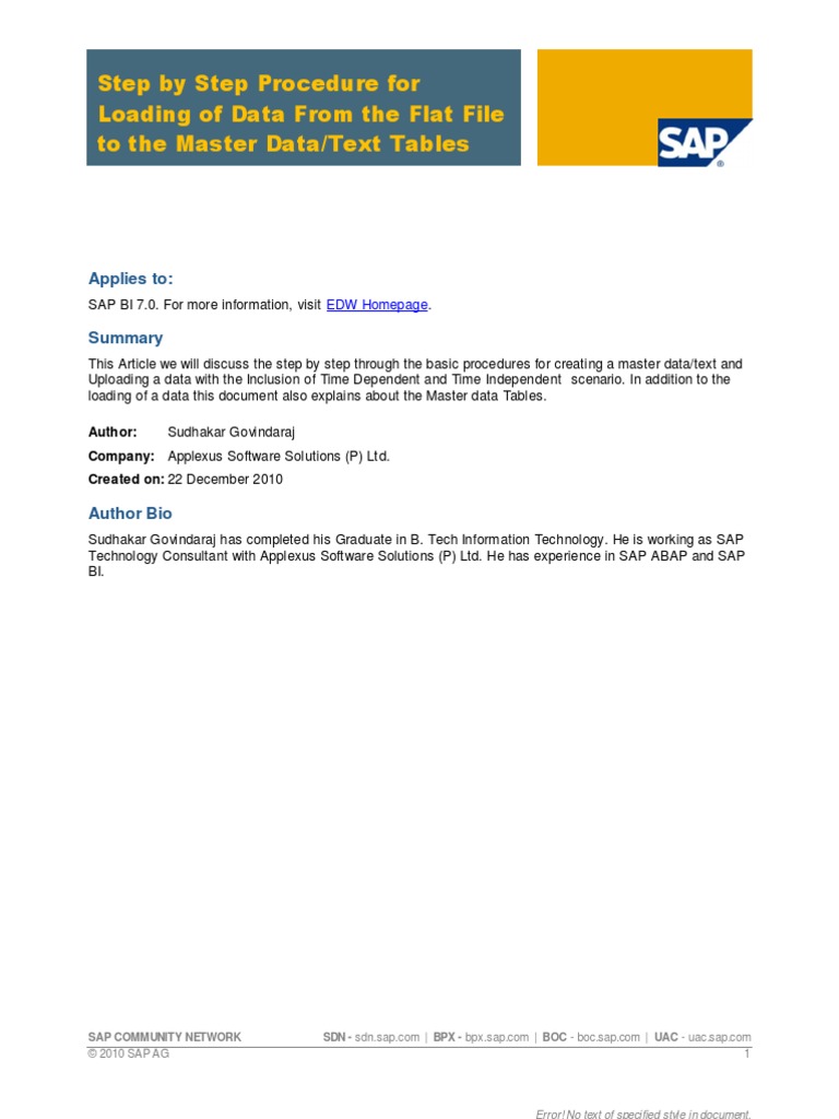 Step by Step Procedure For Loading of Data From The Flat File To The ...