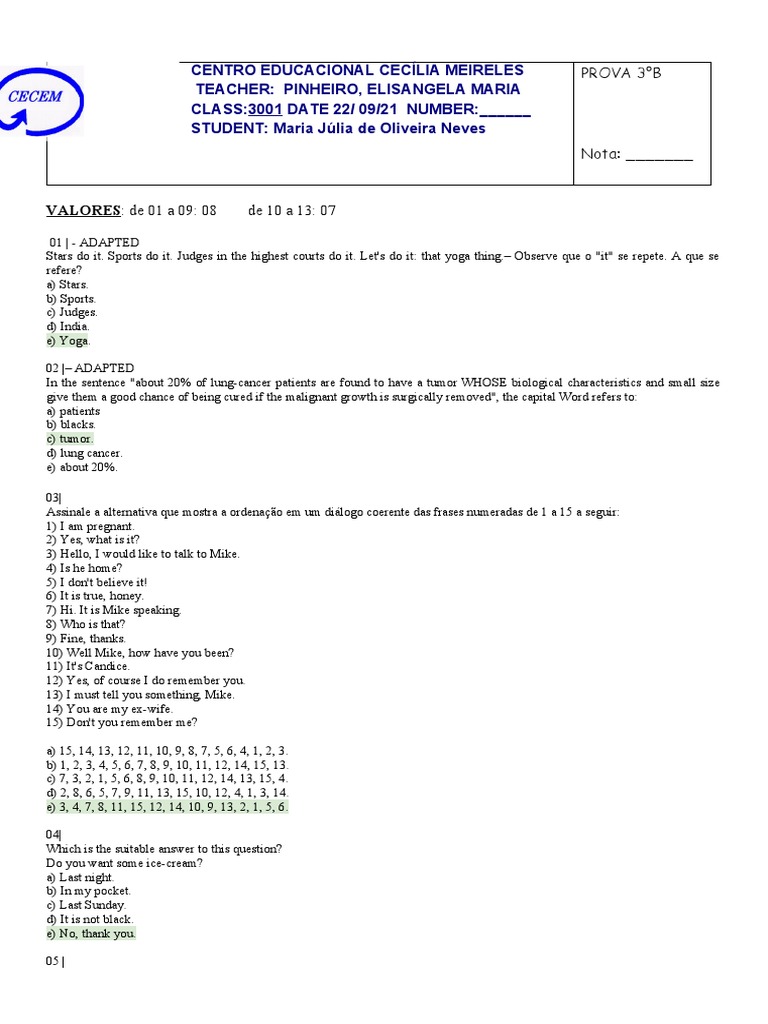 Prova 3ºb - 3 S Cecem | Download Free PDF | Computing | Design