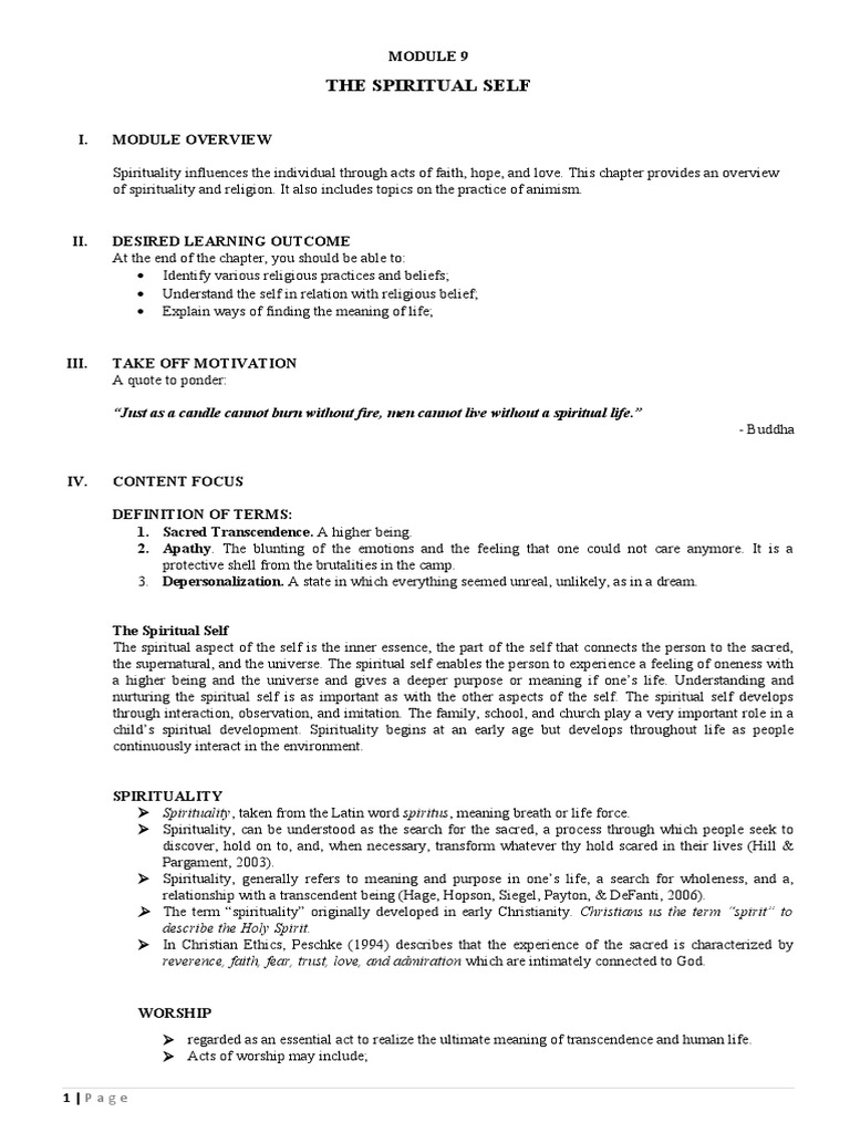 UTS Module Chapter 9 | PDF | Spirituality | Metaphysics