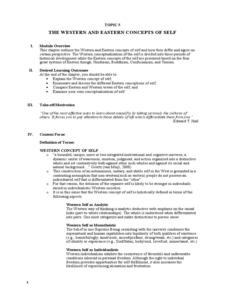 Topic 5. The Western and Eastern Concepts of Self | PDF | Noble Eightfold Path | Brahman