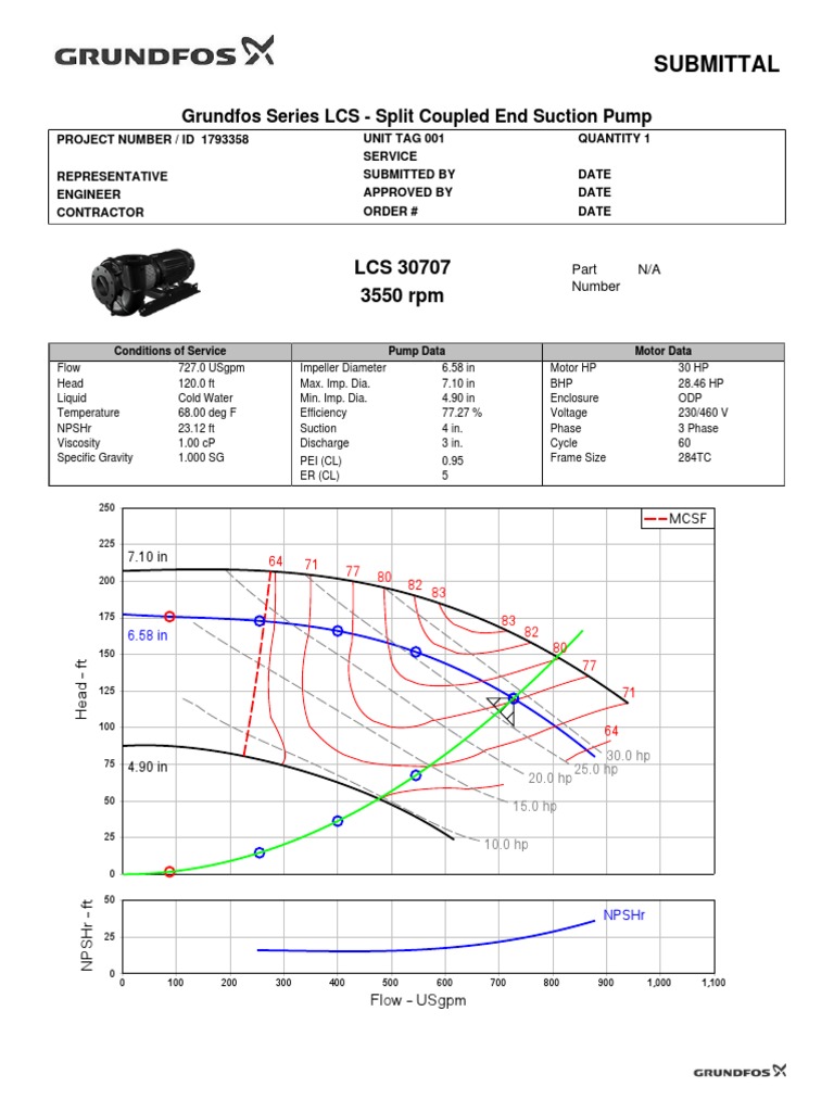 Grundfos Series LCS - Split Coupled End Suction Pump Technical Submittal for Project 1793358 ...