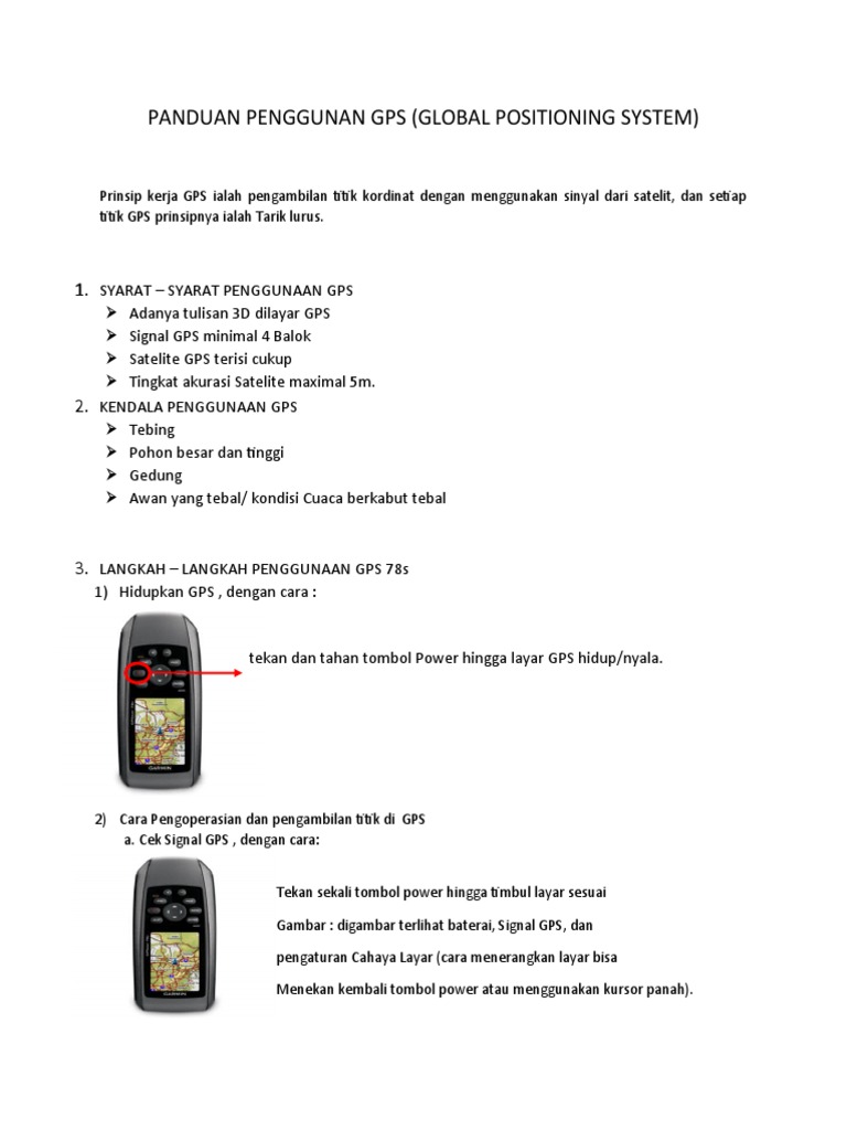 Panduan Penggunaan GPS 78s | PDF