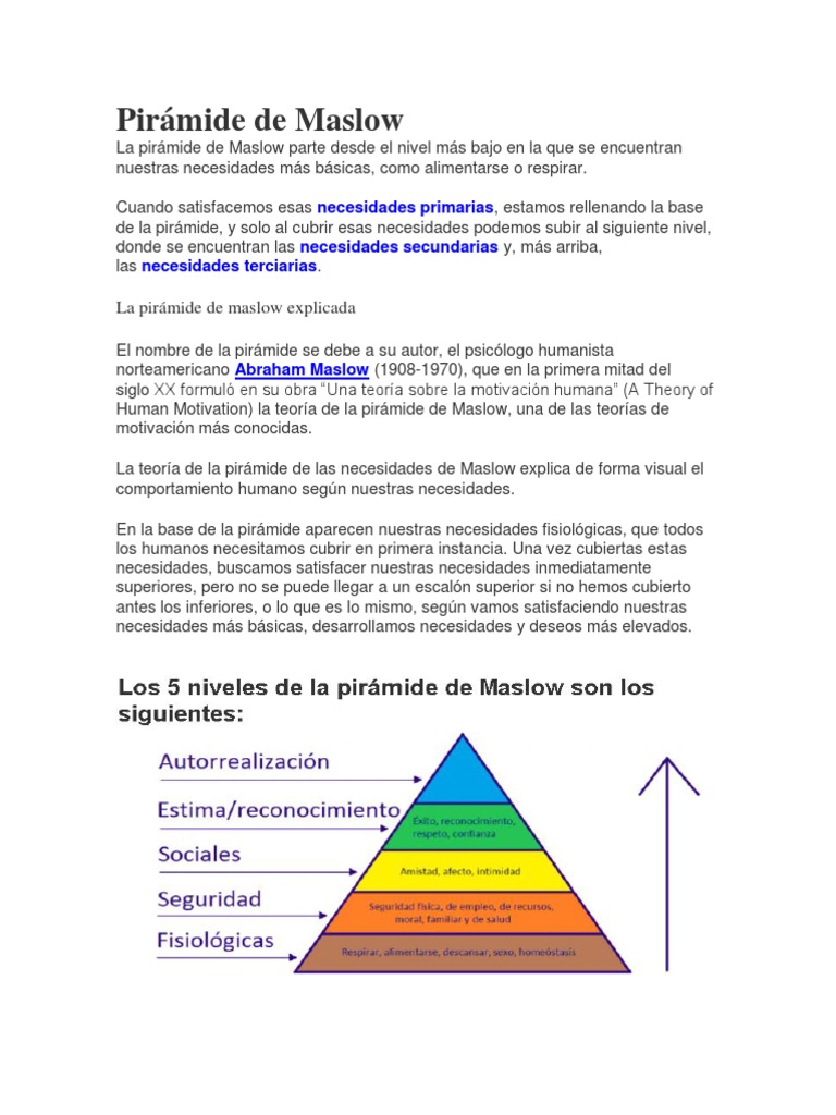 Pirámide de Maslow | Descargar gratis PDF | Ciencia cognitiva | Cognición