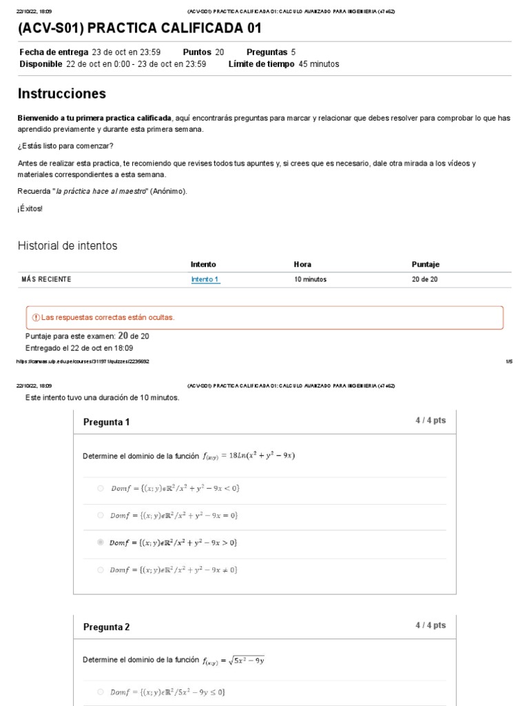 (Acv-S01) Practica Calificada 01 - Calculo Avanzado para Ingenieria (47462) | PDF