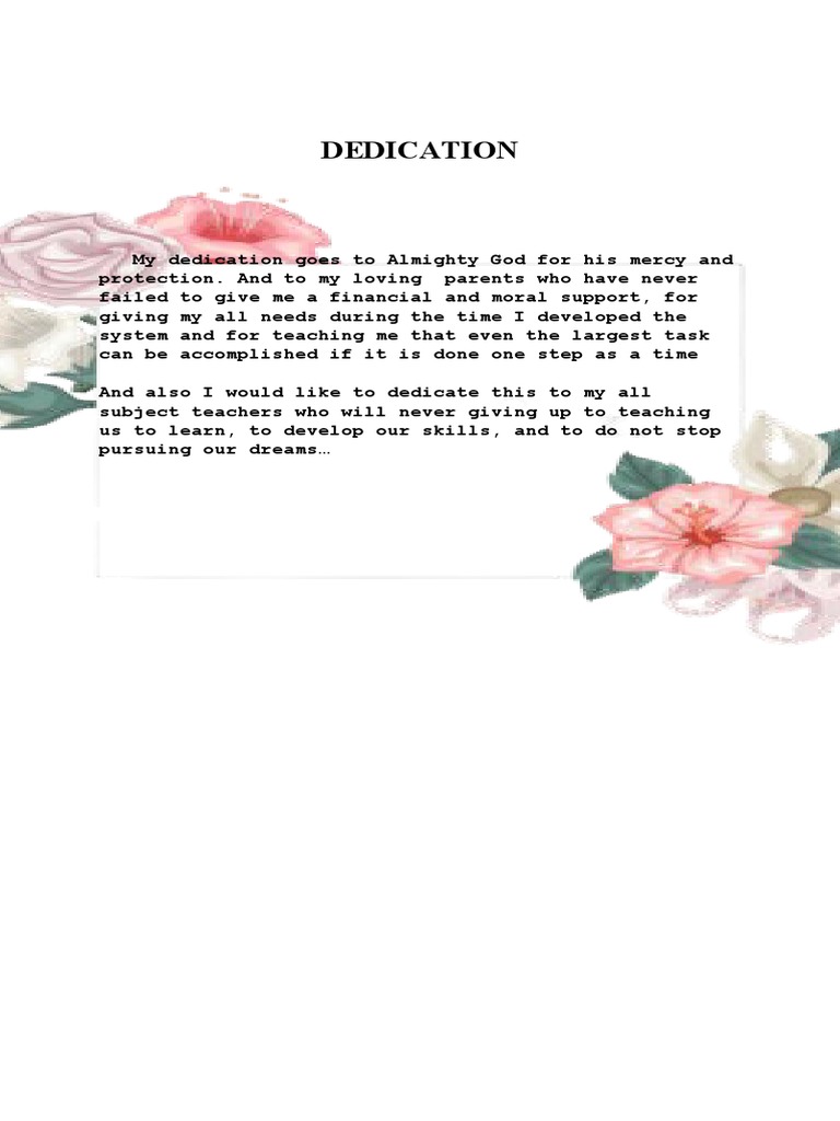 Dedication and Acknowledgement All | PDF | Identity Document