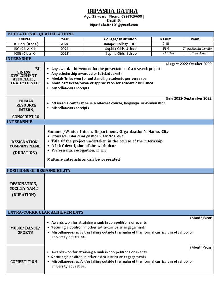 CV Format 2 | PDF | Qualifications | Vocational Education