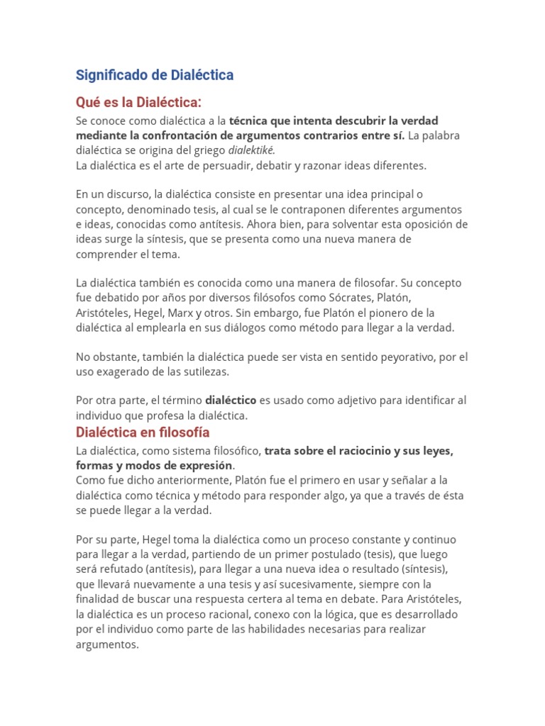 La Dialéctica y Sus Tipos y Carácter | PDF | Ciencias sociales | Filosofía