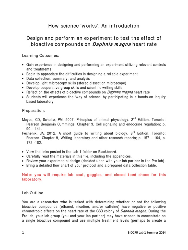 Bio270 Lab 1: Daphnia Heart Rate Experiment | PDF | Experiment ...
