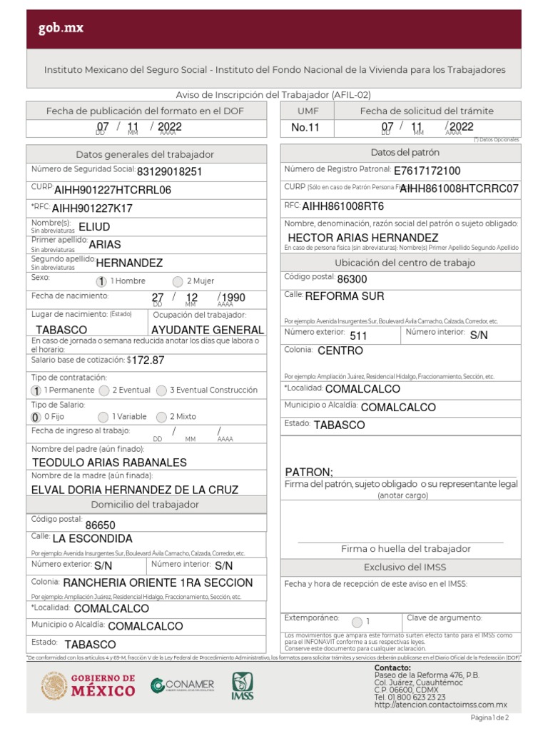 AFIL-02 Eliud 1 | PDF | Certificado de nacimiento