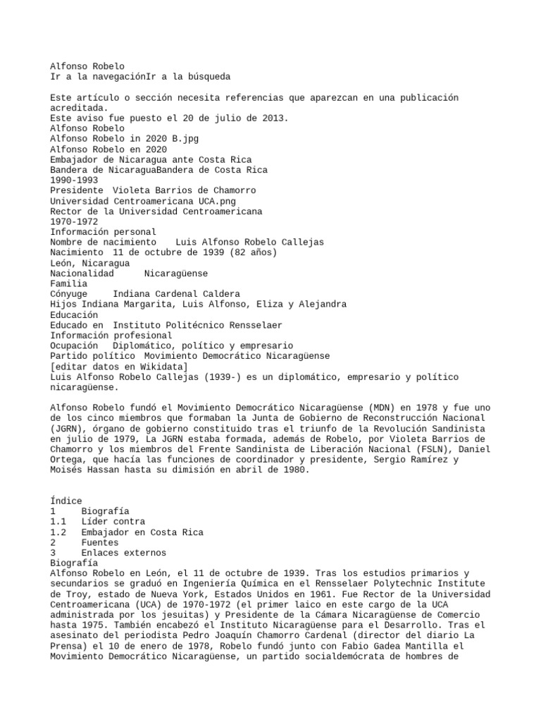Alfonso Robelo | PDF | Revoluciones comunistas | Centroamérica