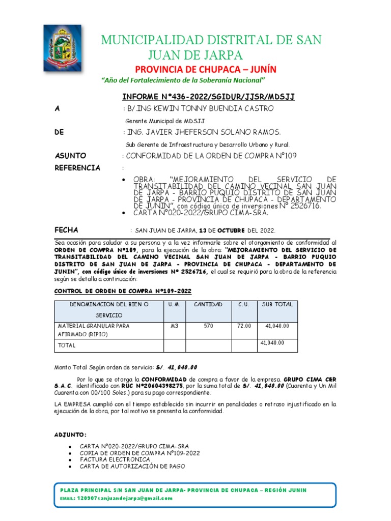 Conformidad Carta N°020-2022 | PDF Conformidad Carta N°020-2022 | PDF