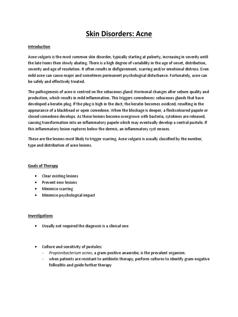 Acne Course - Notes | PDF | Pharmacology | Medical Treatments