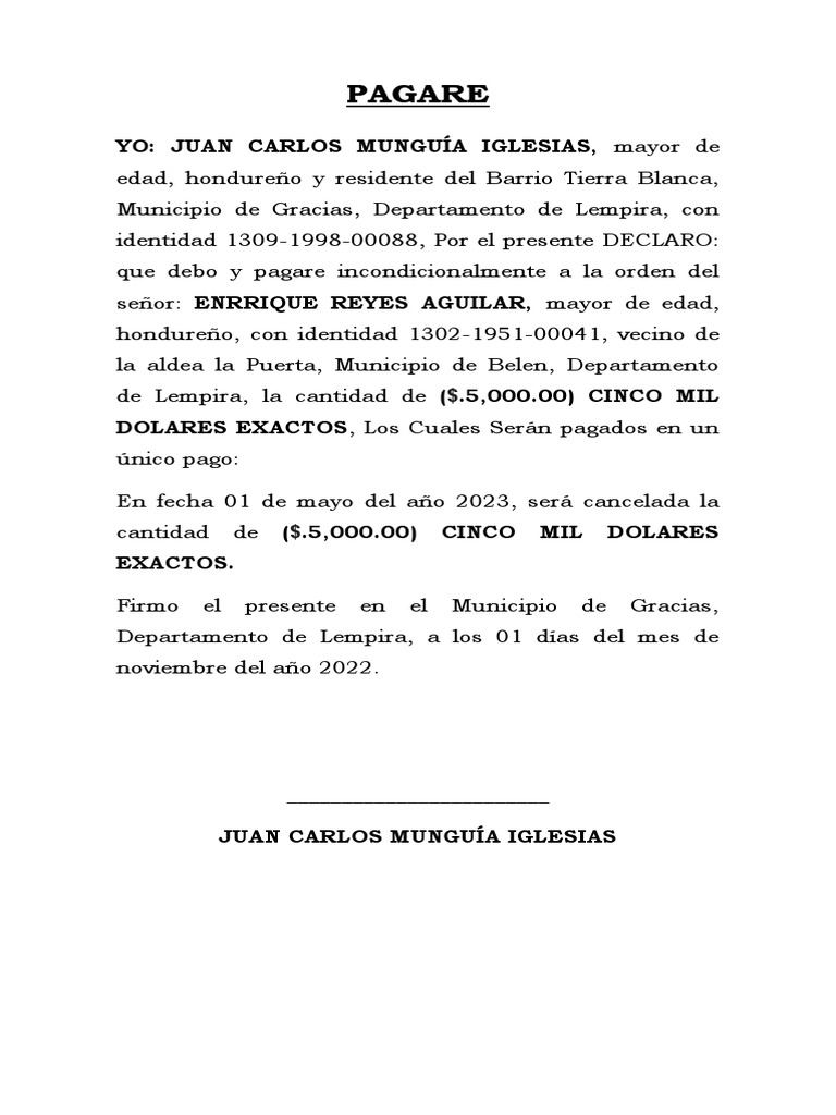 Pagare | PDF | Honduras | Moneda