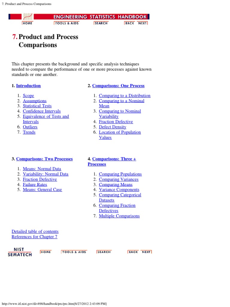 Engineering Statistics Handbook 7 Product And Process Comparisons Pdf P Value Statistical