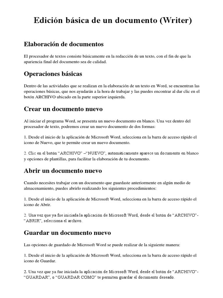 Edición básica documento Word | PDF | Archivo de computadora | Microsoft Word
