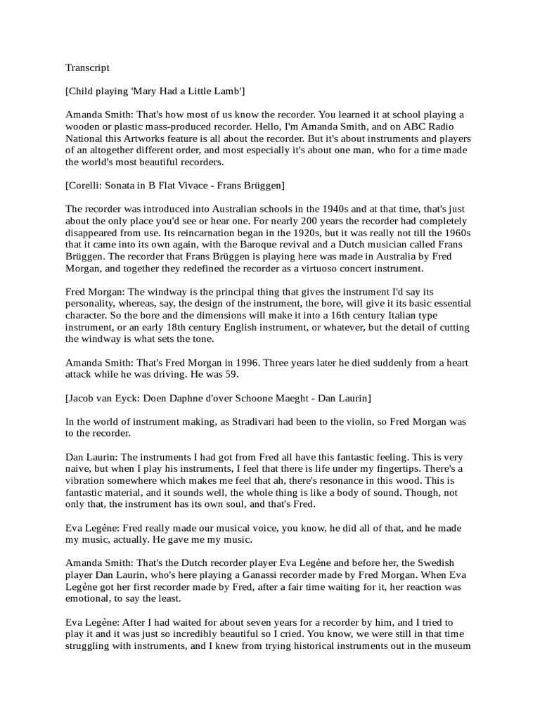 Fred Morgan | PDF | Recorder (Musical Instrument) | Classical Music