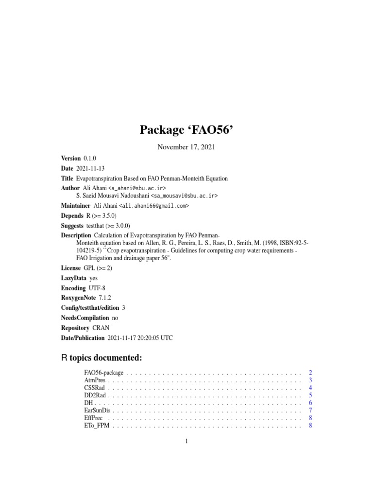 FAO56 | PDF | Evapotranspiration | Pressure