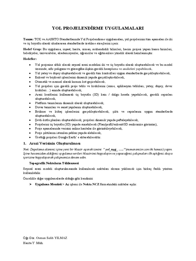 Yol Projelendi̇rme Uygulamalari | PDF