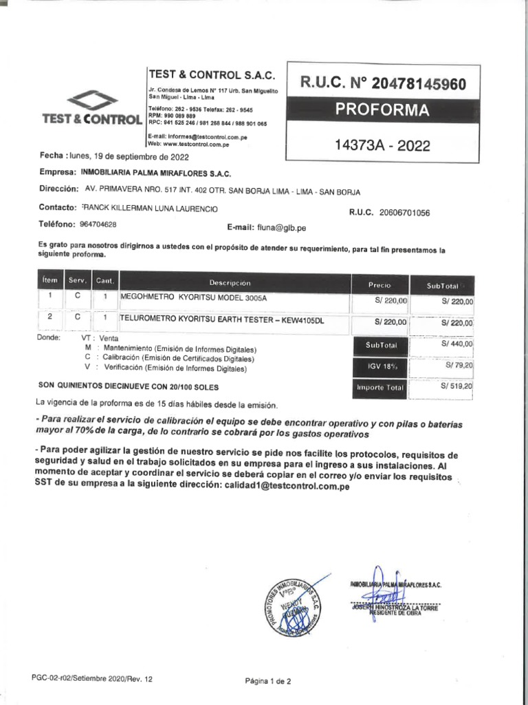Test & Control Calib de Equipos de Iiee | PDF