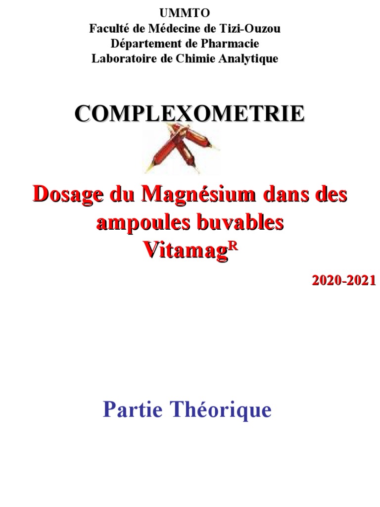 Dosage du Magnésium dans Vitamag | PDF | Titrage | Chimie