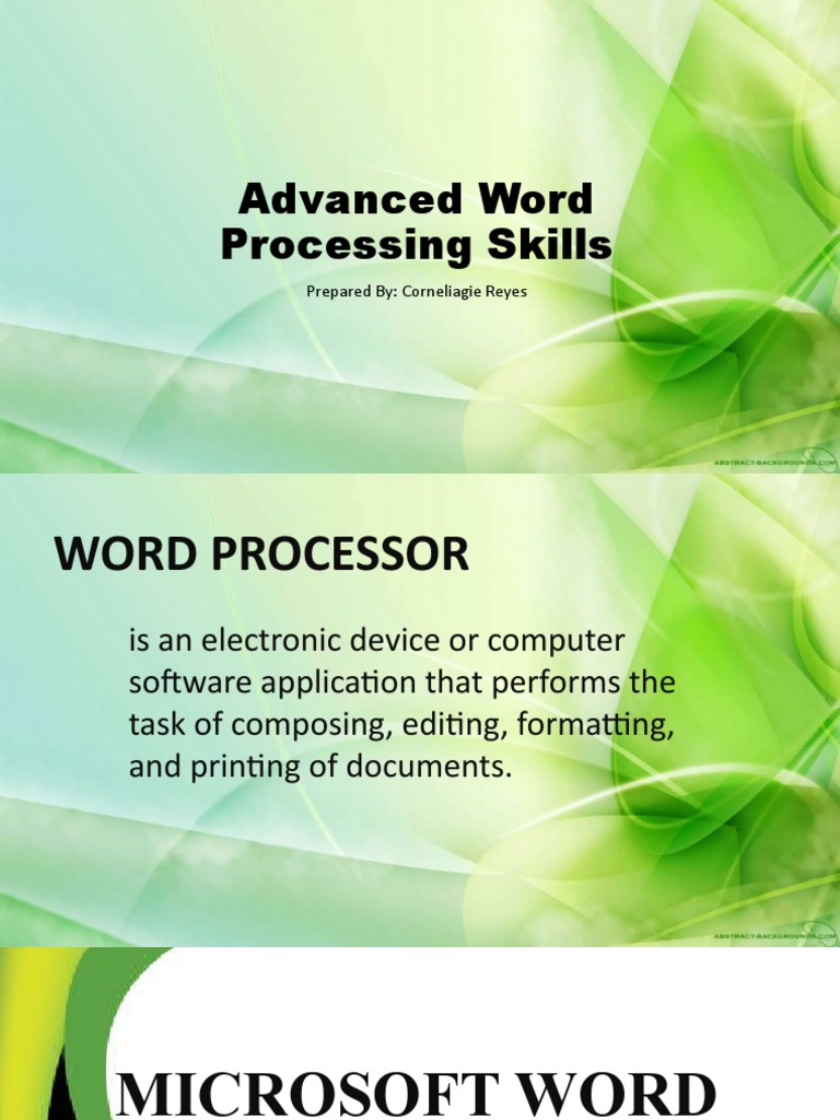 Advanced Word Processing Skills | PDF