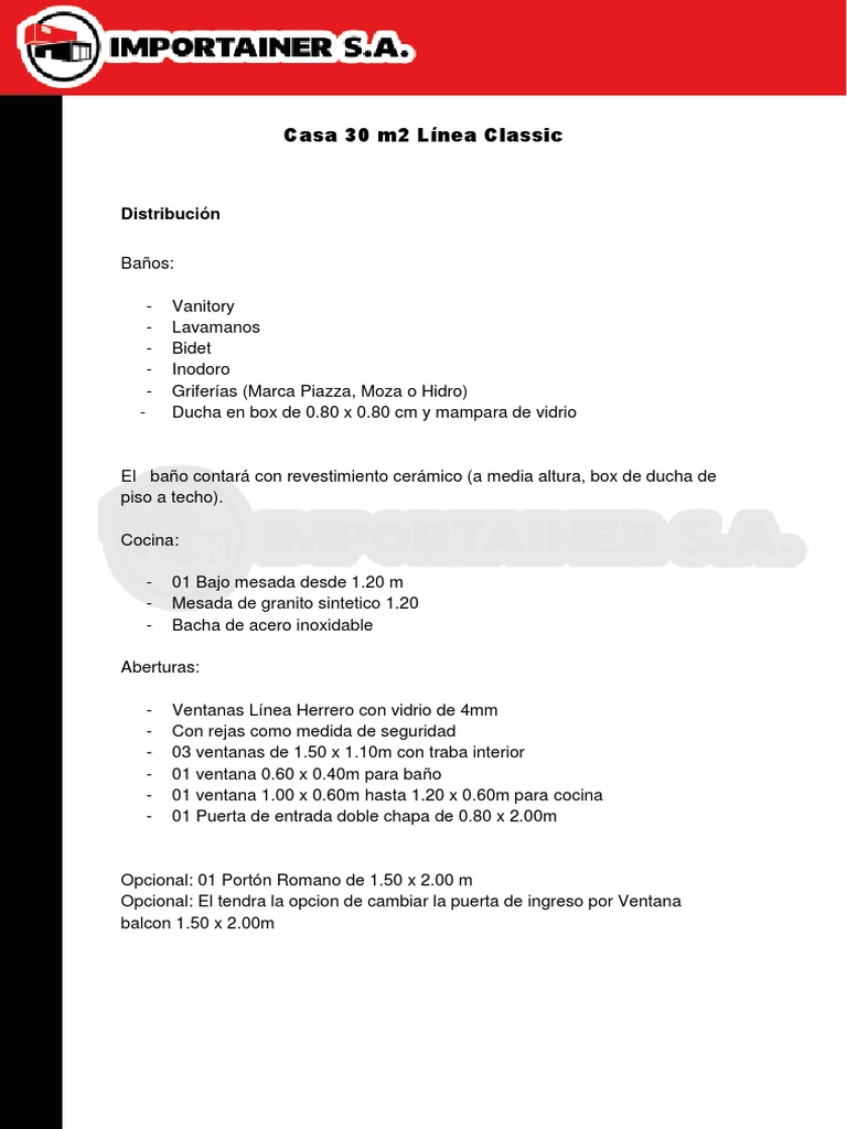Casa Classic de 30 m2: Distribución y Equipamiento | PDF | Hogar ...