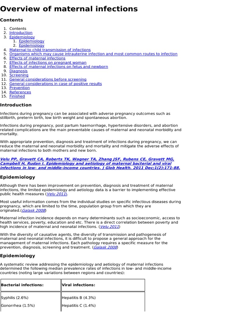 Overview Maternal Infections | PDF | Infection | Pregnancy