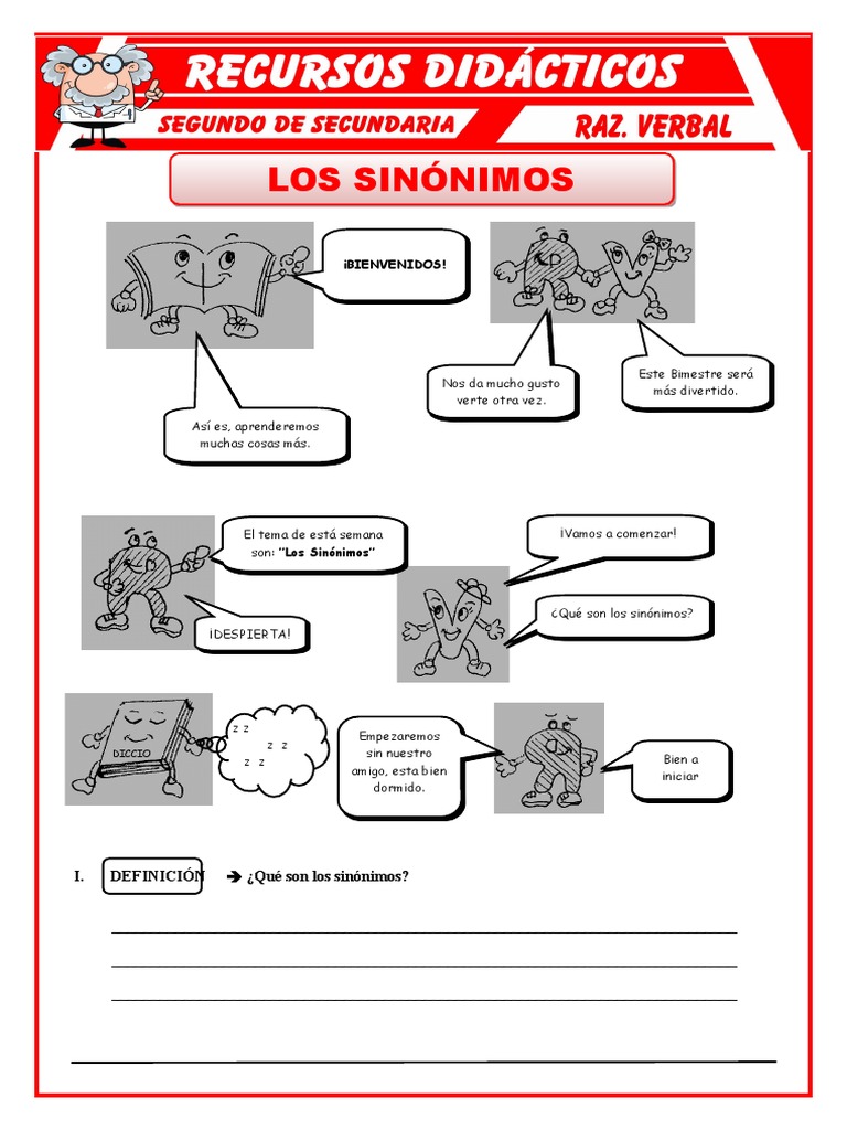 Los Sinónimos para Segundo de Secundaria | PDF | Sintaxis | Unidades Semánticas