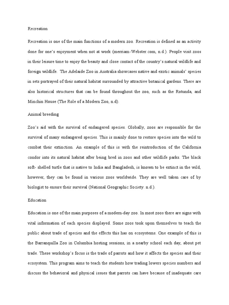 2 Functions of Zoos | PDF | Zoo | Wildlife