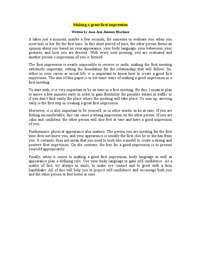 Making A Great First Impression | PDF