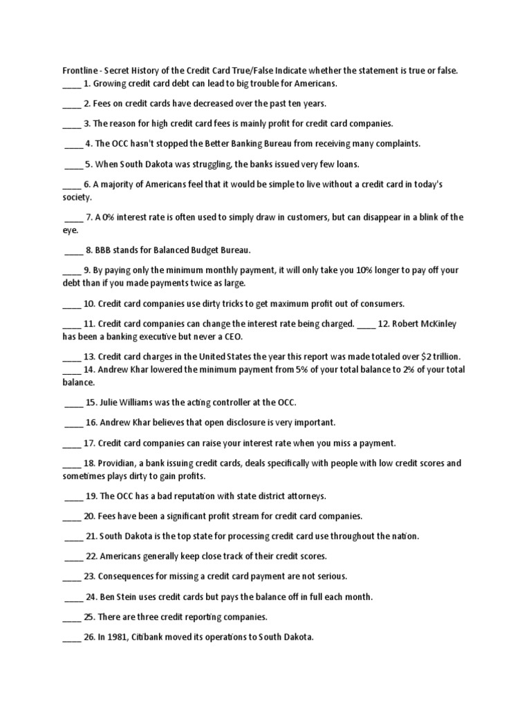 Credit Card Myths and Realities Quiz | PDF | Credit Card | Banks