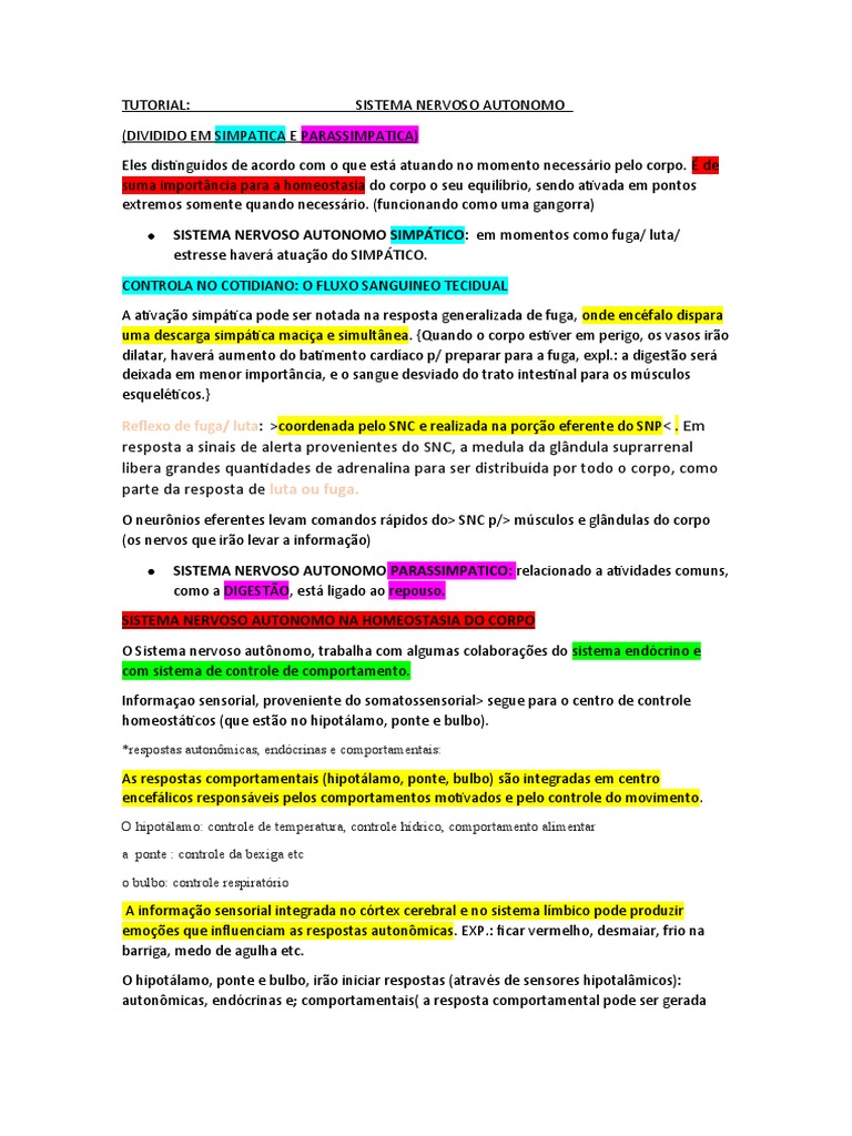 SISTEMA NERVOSO AUTONOMO (Simpático e Parassimpatico) | PDF | Sistema ... SISTEMA NERVOSO AUTONOMO (Simpático e Parassimpatico) | PDF | Sistema ...