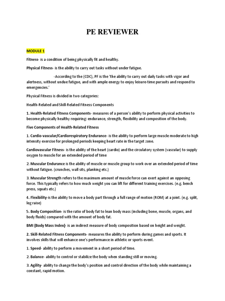 Pe Reviewer | PDF | Physical Fitness | Heart Rate